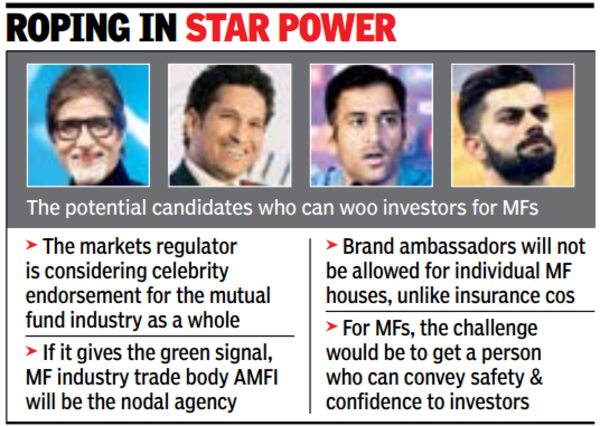 Sebi may allow celebrities to endorse MF business - Times of India