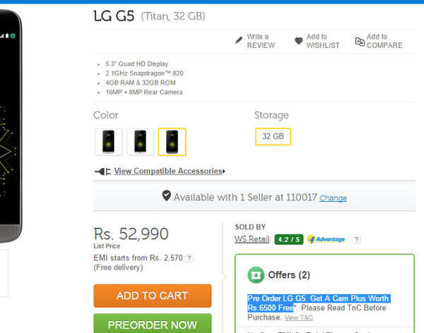 LG: LG G5 camera module to cost Rs 6,500 - Times of India