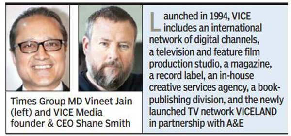 VICE Media forms JV with Times Group for India foray - Times of India