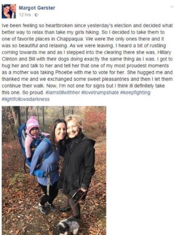Hillary Clinton: Heartbroken after election, woman runs into Hillary ...