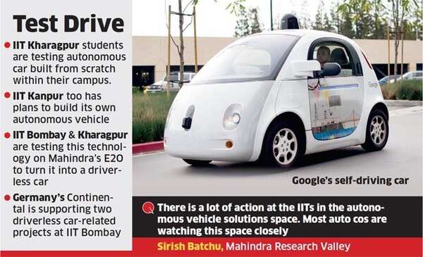 Three IITs join hands to build self-driving cars - Times of India