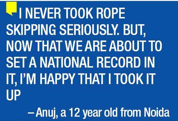 600 Delhi kids attempt a rope-skipping record | Delhi News - Times of India
