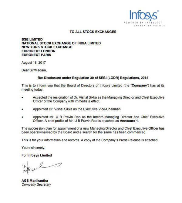 Infosys: Vishal Sikka resigns as MD and CEO of Infosys; Pravin Rao ...