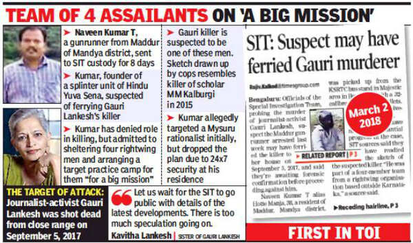 Gauri Lankesh: Man who may have ferried Gauri Lankesh killer held ...