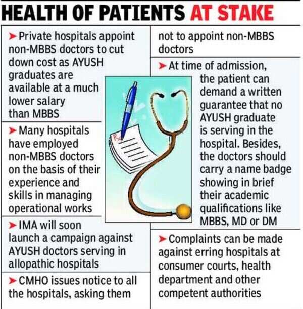 Allopathic hospitals warned over hiring non-MBBC doctors | Indore News ...