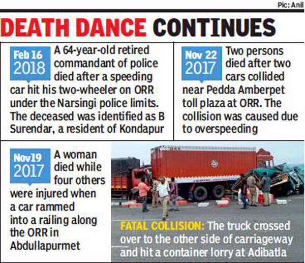 Blood spills again on ORR as truck-lorry smashup kills 2 | Hyderabad ...