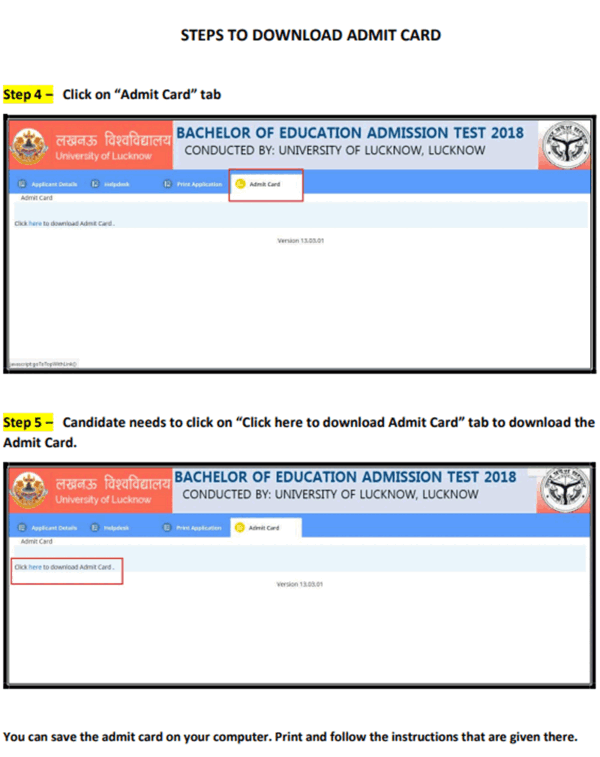 UP B.Ed Admit Card: UP B.Ed Admit Card 2018 released, download it here ...