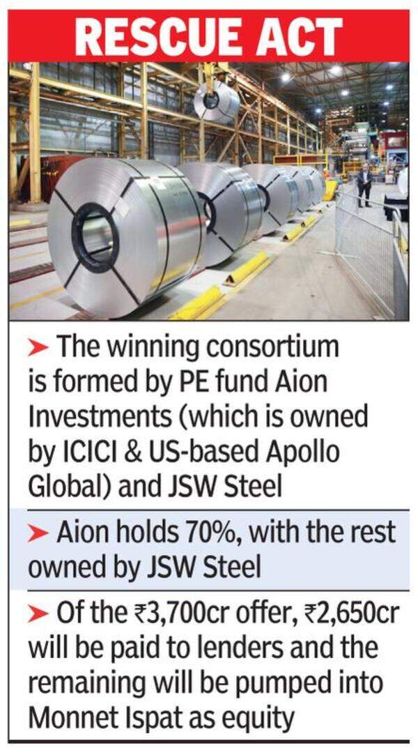 Aion-JSW bags Monnet Ispat for Rs 3,700 crore - Times of India