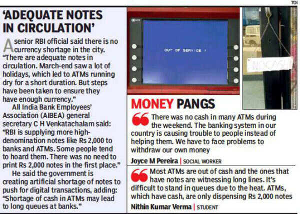 Citizens hit as ATMs run dry; RBI officials deny cash crisis ...