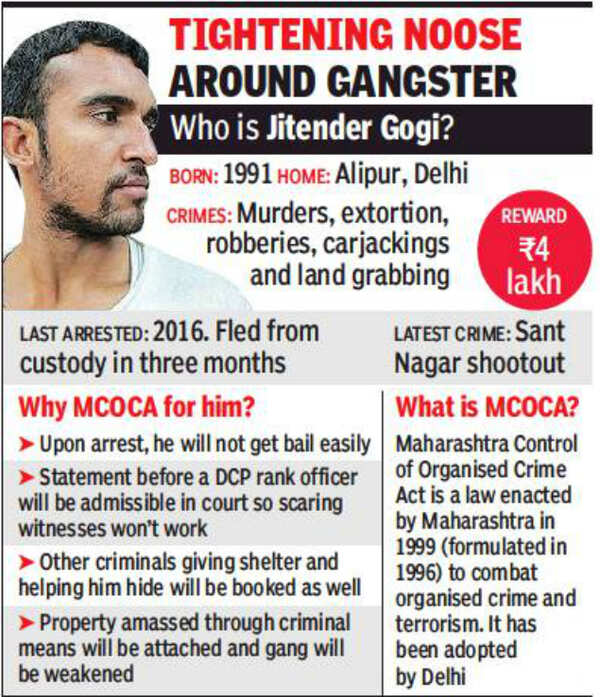 Delhi Police slaps MCOCA on gangster Jitender Gogi | Delhi News - Times ...