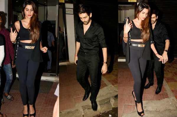 Kartik Aaryan and girlfriend Dimple Sharma twin in black - Times of India