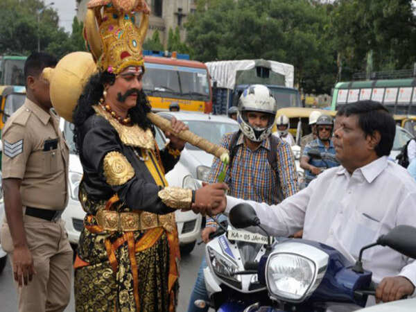 Bangalore news: Lord Yamraj on Bangalore roads to teach importance of ...