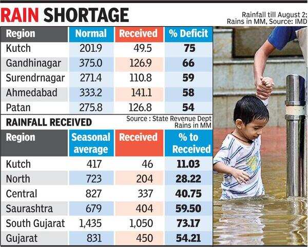 Gujarat rain deficit only 11%; Kutch still dry | Ahmedabad News - Times ...