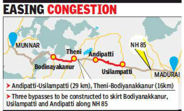 3 bypasses on NH85 to speed up Madurai-Munnar trip soon | Chennai News - Times of India