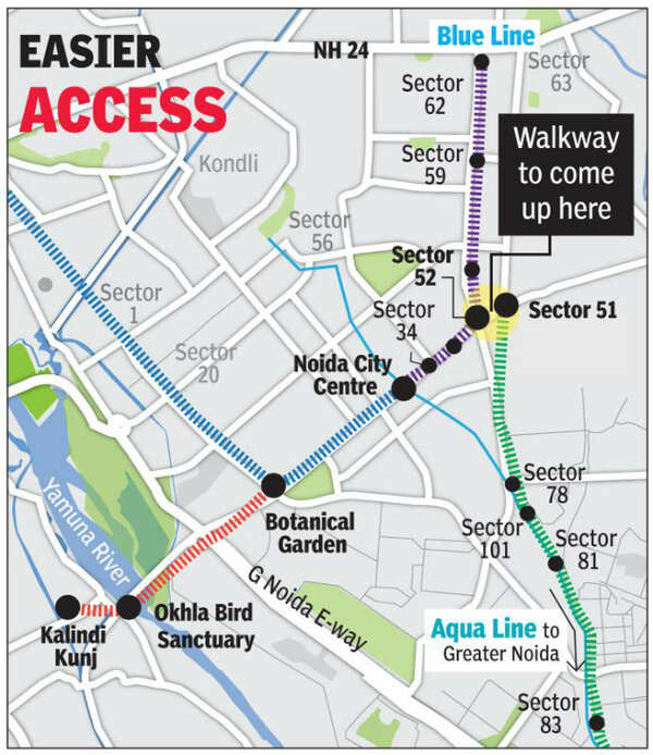 Aqua Line: Now, a walkway to link Aqua, Blue lines | Noida News - Times ...