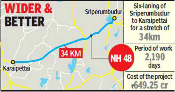 NHAI to six-lane 34 kilometre of NH 48 at Rs 649 crore | Chennai News ...