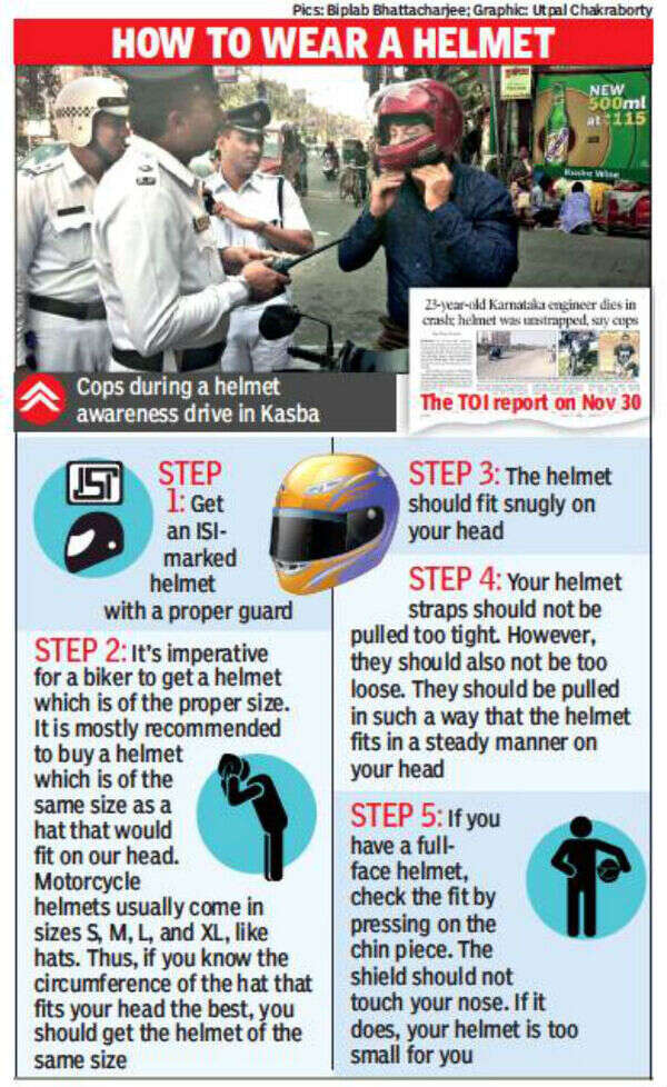 Police start helmet drive at accident site | Kolkata News - Times of India