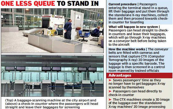 From April, bag scan at check-in kiosk | Kolkata News - Times of India