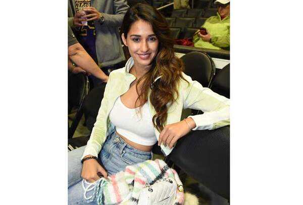 Disha Patani watches a NBA game between the Lakers and the LA Clippers ...