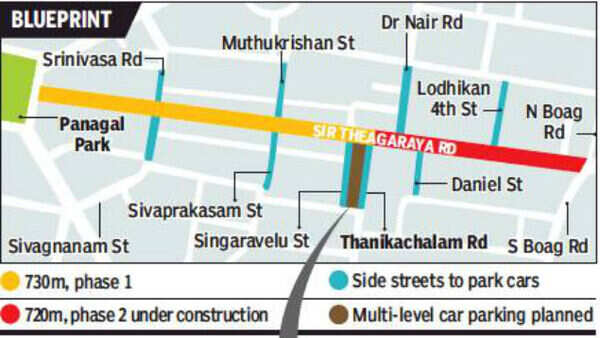 Wide footpaths, parking for 700 cars: Pondy Bazaar plaza to open in ...