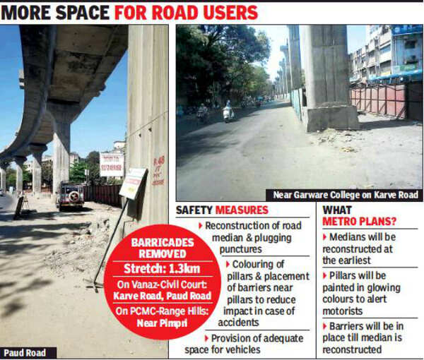 Pune: Metro barricades’ removal triggers safety concerns | Pune News ...