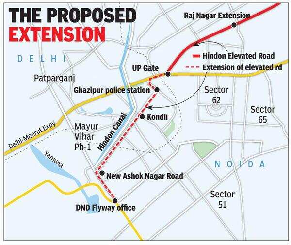 8km road by Hindon canal may link UP Gate flyover with DND | Noida News - Times of India