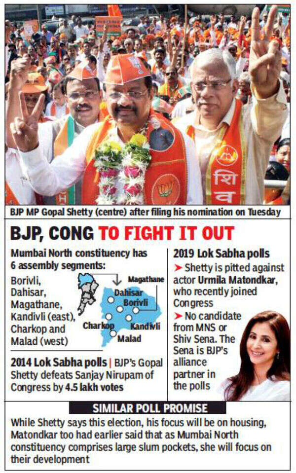BJP MP Gopal Shetty first in Mumbai to file nomination - Times of India