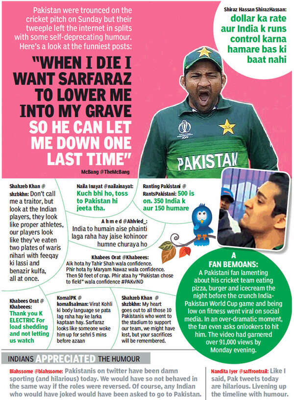 India vs Pakistan: Pakistan fans turn to humour to get over World Cup ...