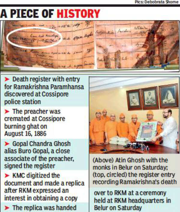 133 yrs on, Ramakrishna Paramhansa’s ‘death certificate’ found ...