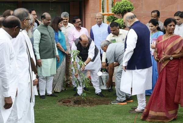 PM Modi participates in tree plantation drive | India News - Times of India