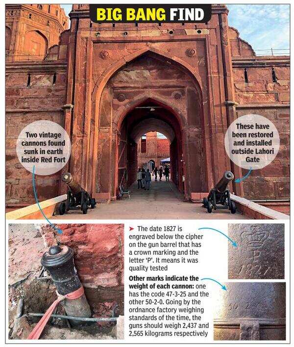 2 English cannons at Lahori Gate to welcome visitors to Red Fort ...
