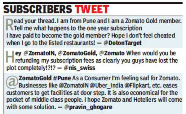 Pune: Zomato Gold members seek refund, take to social media | Pune News ...