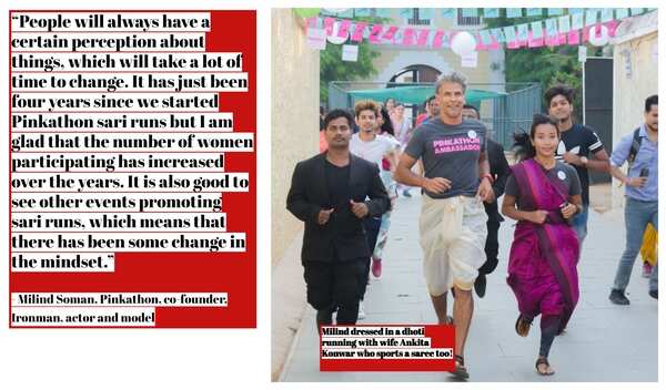 Women runners go an 'extra mile' in their traditional attire - Times of ...