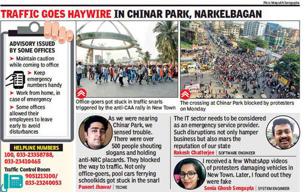 CAB Bill Protest: Anti-CAA stir throws New Town out of gear; internet ...