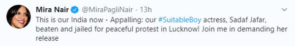 Mira Nair tweets for release of actor held for protesting in UP | India ...