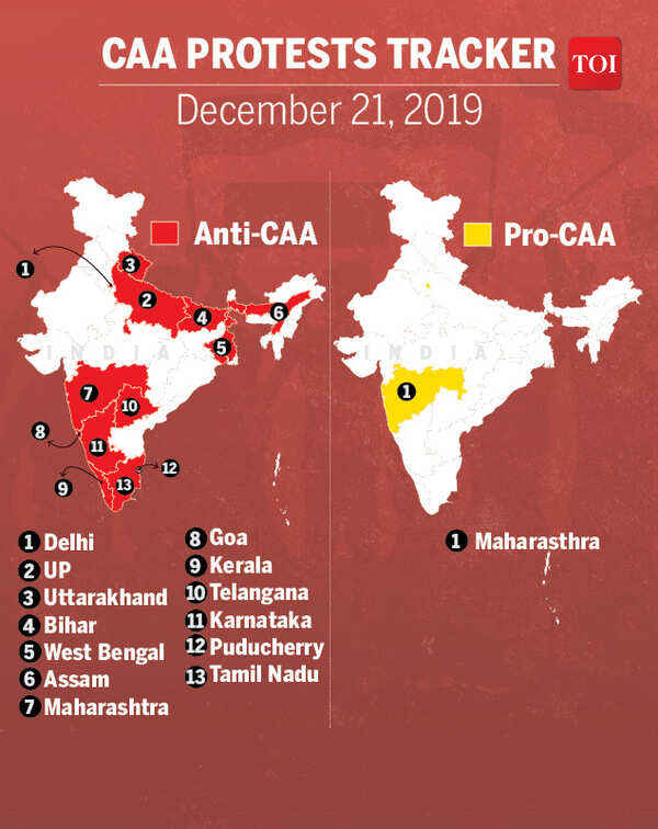 Infographic: CAA protests tracker | India News - Times of India