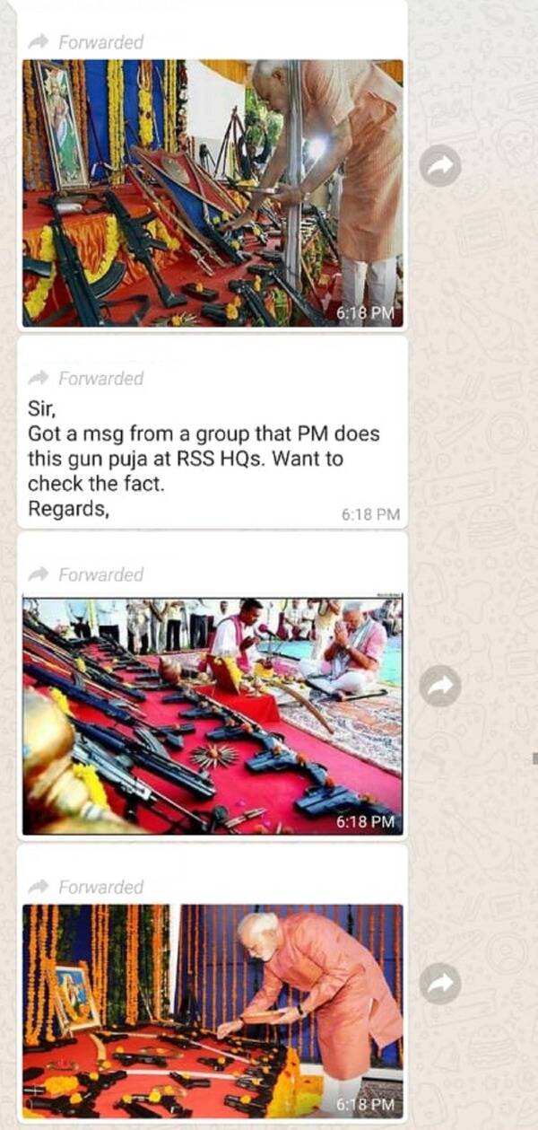 FAKE ALERT: Old photos of PM Modi doing ‘Shastra Puja’ viral saying he ...