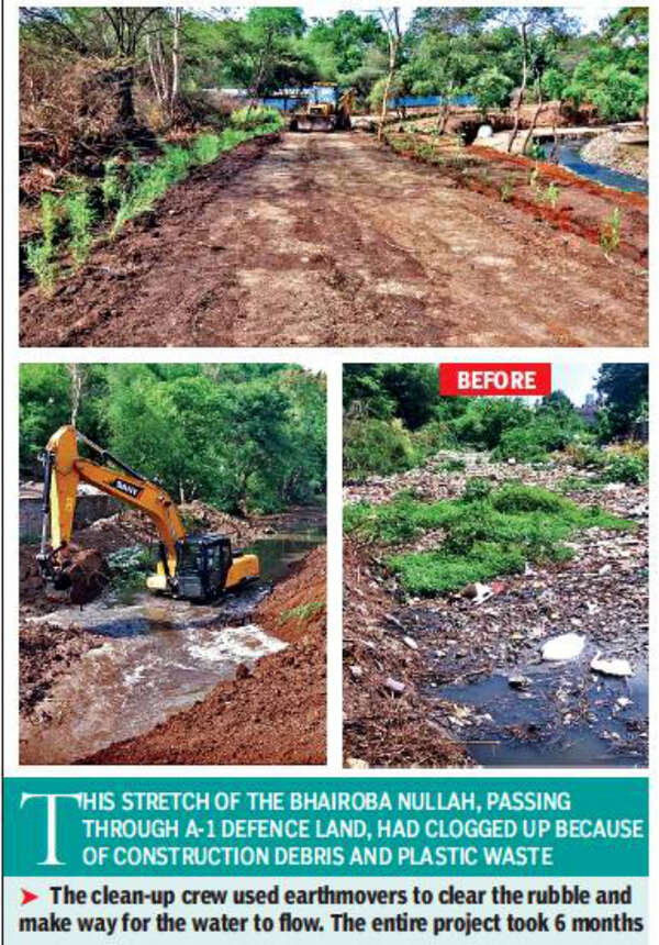 Pune: Retired soldiers clean up Bhairoba nullah stretch | Pune News ...