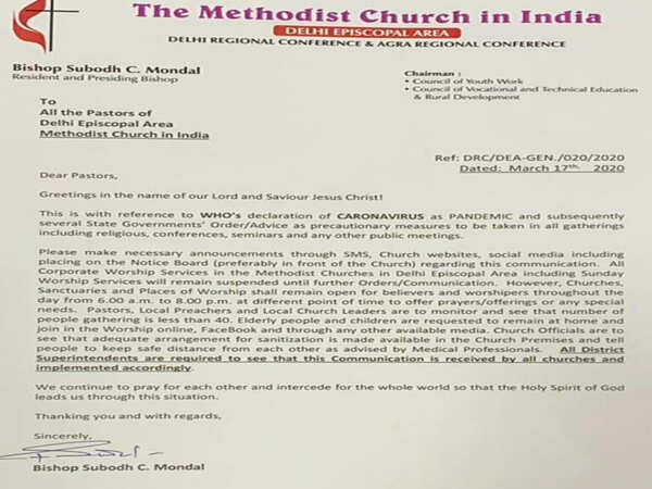 Methodist church issues guidelines to prevent spread of coronavirus ...