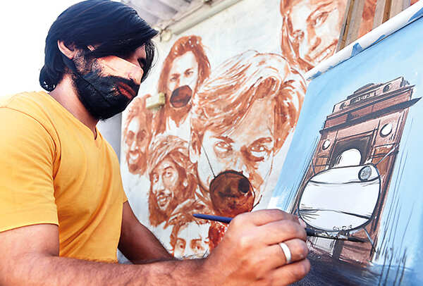 Coronavirus pandemic inspires artwork - Times of India