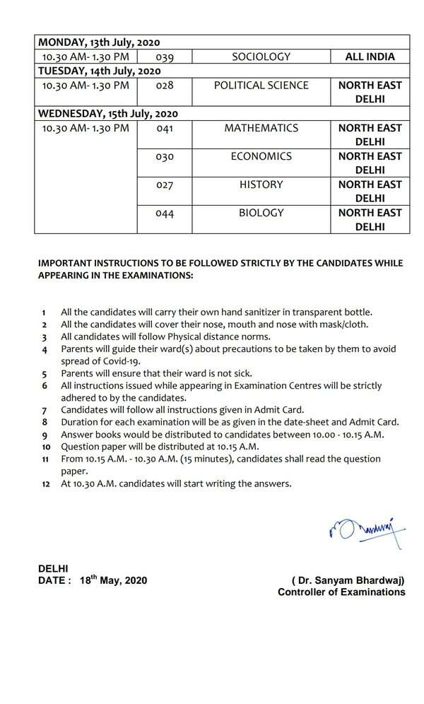 CBSE Exam Date Sheet 2020 for remaining class 10th & 12th exams ...