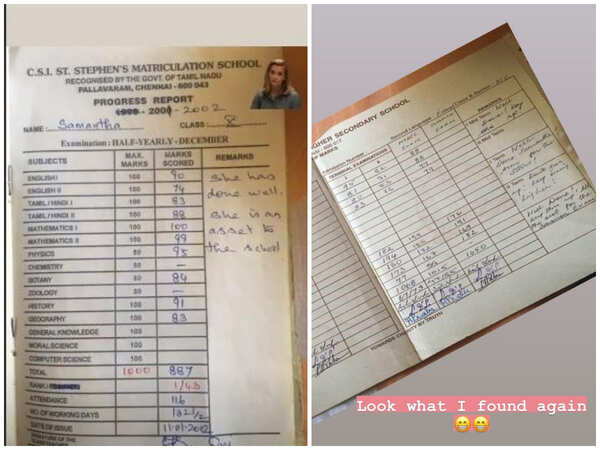 Samantha gets nostalgic with her school mark sheet yet again! | Tamil ...