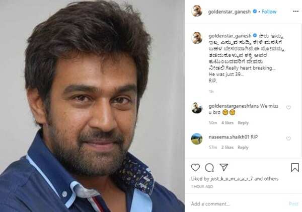 Sandalwood expresses shock over Chiranjeevi Sarja's death | Kannada ...