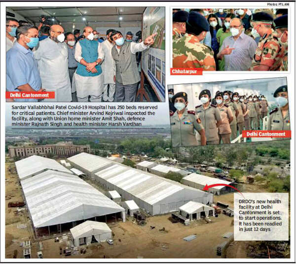 Delhi: DRDO’s 1,000-bed hospital ready in 12 days | Delhi News - Times ...