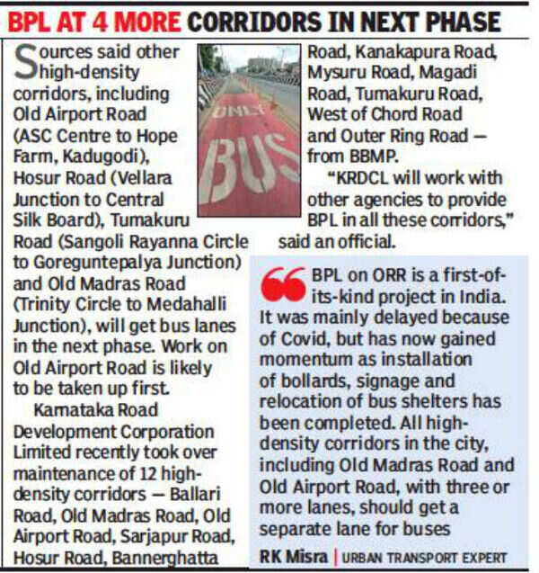 Bollards in place, bus lane project gains pace in Bengaluru | Bengaluru ...