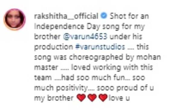 Rakshitha shares pictures from an Independence Day song shoot | Kannada ...