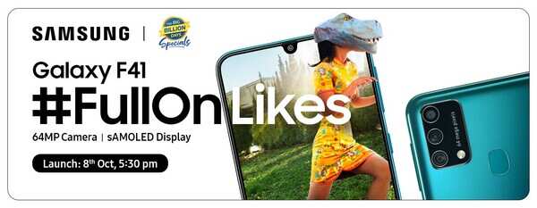 The Samsung Galaxy F41 comes with a 6000mAh battery, 64MP camera and ...