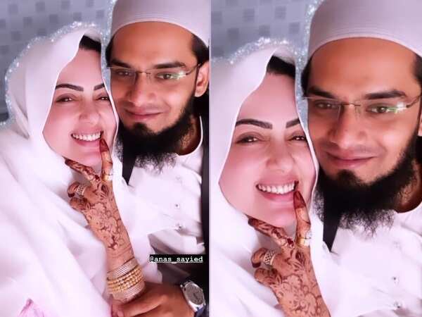 Sana Khan shares romantic photo with husband Sayied Mufti Anas; newlyweds twin in white - The ...