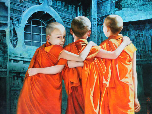 Artist Swapan Roy depicts Buddha and his philosophy in his paintings ...