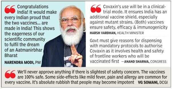 Covid 19 vaccines India: Both vaccines get final nod, first shots to be ...